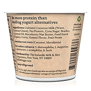 siggi's® Plant-Based Coconut Blend, Peach, 5.3 oz. Cup – Single Serving Dairy Free Snack, More Protein Than Sugar