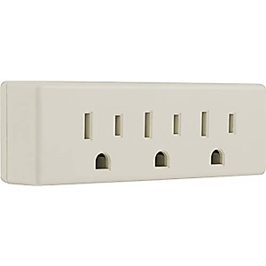GE 3-Outlet Extender Wall Tap, Grounded Adapter Plug, Indoor Rated, 3-Prong, Perfect for Travel, UL Listed, Light Almond, 54195