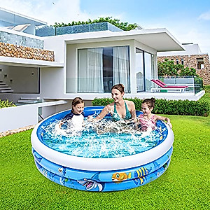 TOYANDONA Inflatable Kiddie Pool, Kids Outdoor Water Pool Inflatable Swimming Pool Summer Wading Pool for Kids Backyard Garden Indoor Ball Pit Pool (150x35cm)