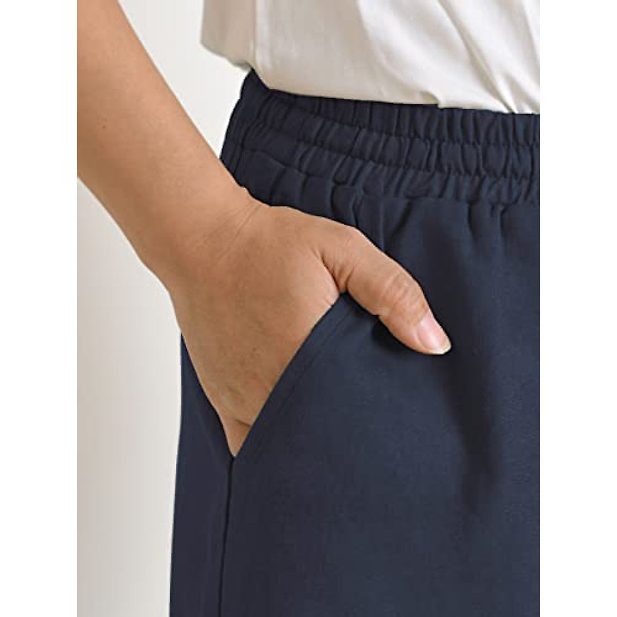 Weintee Women's Linen Joggers with Pockets 2X Navy