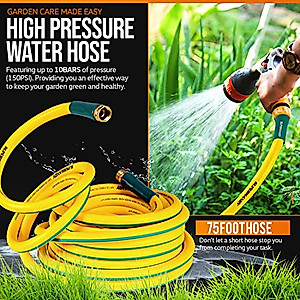 SuperHandy Garden Water Hose 5/8" Inch x 75' Foot Heavy Duty Premium Commercial Ultra Flex Hybrid Polymer Max Pressure 150 PSI/10 BAR with 3/4" GHT Fittings