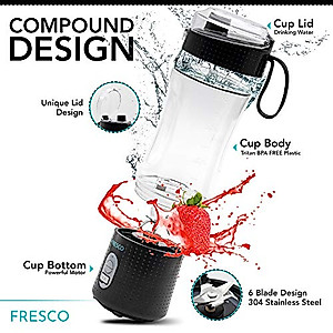 Portable Blender, Personal Size Blender for Shakes and Smoothies, Fruit Smoothie Blender, Milkshake – Juicer Mini Blender 4000 mAh USB Rechargeable with 6 Blades, Handheld use in Sports, Travel, Gym