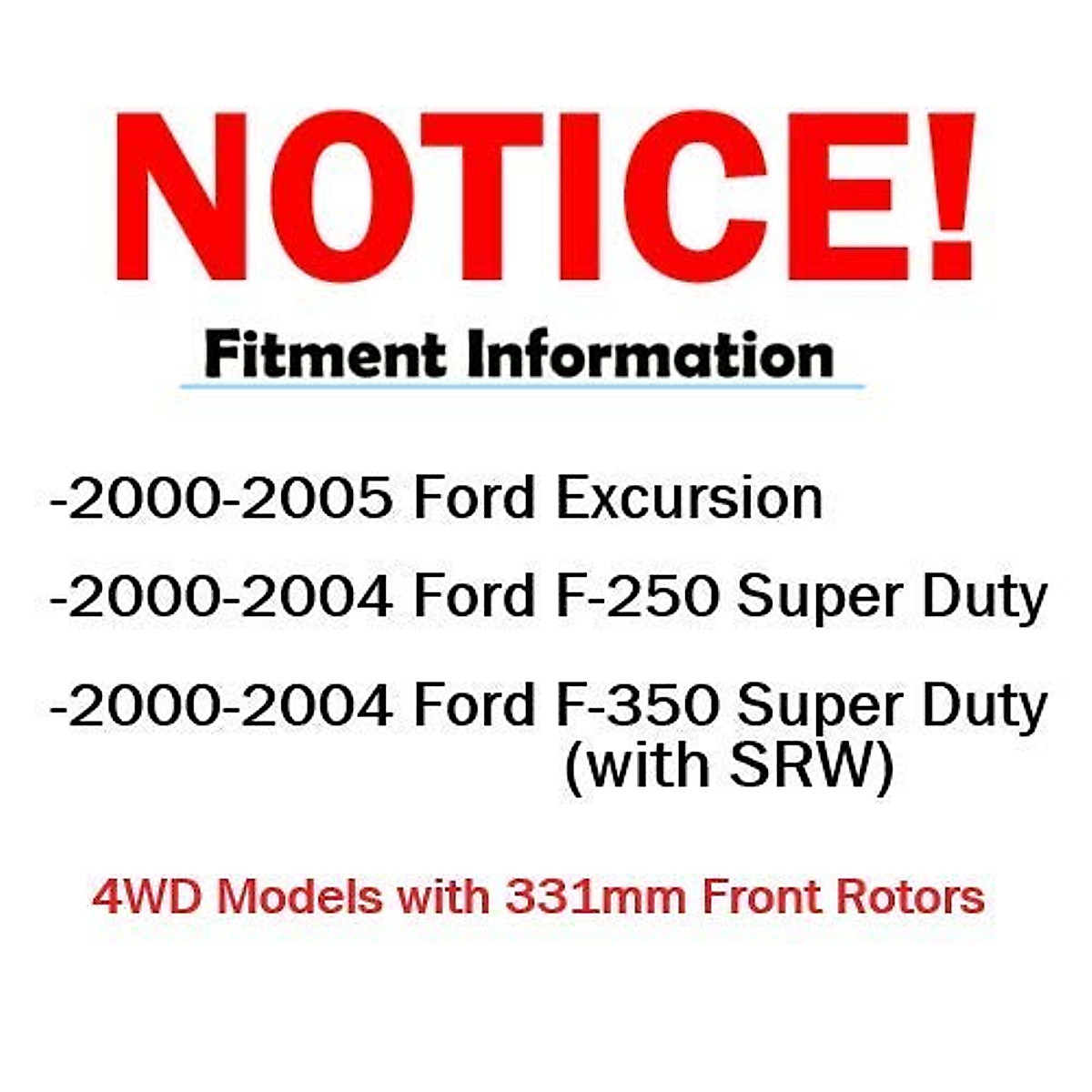 Detroit Axle - 4WD Brake Kit for 99-04 F-250 F-350 Super Duty 00-05 Ford Excursion Drilled Slotted Brake Rotors Ceramic Brakes Pads Front Rear Replacement : 13.03" Front and 12.83" Rear Rotors, 8-Lug