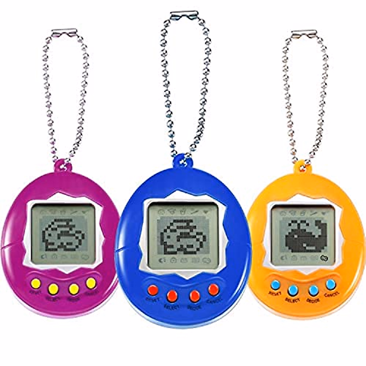 3 Pieces Virtual Electronic Digital Pets Keychain Game Keyring Electronic Toys Nostalgic Virtual Digital Pet Retro Handheld Game Machine (3 Pieces, Rose Red, Yellow, Blue)