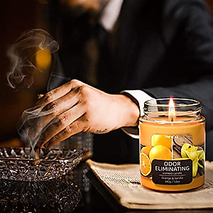 Orange & Vanilla Odor Eliminating Candles for Home Scented, Eliminates 99% of Pet, Smoke, Food and Other Smells Quickly, Highly Fragranced Candle, Premium Soy Candles Gift Set for Women