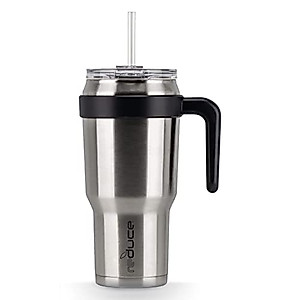 Reduce 40 oz Tumbler with Handle and Straw, Stainless Steel with Sip-It-Your-Way Lid - Keeps Drinks Cold up to 34 Hours - Sweat Proof, Dishwasher Safe, BPA Free - Stainless Steel Mug