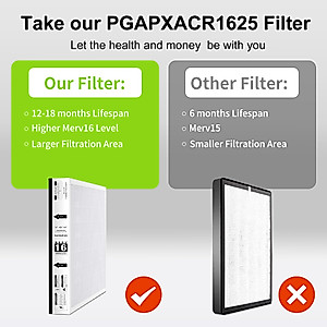 Upgraded PGAPXCAR1625 Merv16 Replacement Filter, Compatible with Bryant/Carrier PGAPXCAR1625, AGAPXCAR1625-A02，PGAPXCAR1625-a02, PGAPXCAR1625-A01, AGAPXCAR1625 Filter(16x25x3in)-2 Pack