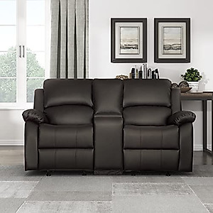 Lexicon Saffron Wall-Hugger Manual Double Glider Reclining Loveseat, Brown