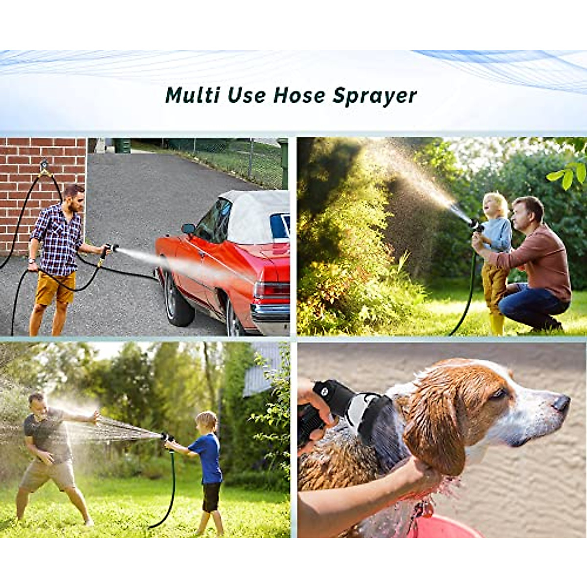 Morvat Water Hose Nozzle Sprayer with 10 Spray Patterns - 2-PACK - Slip Resistant Thumb Controlled Comfort Grip with On/Off Lock, High Pressure Garden Nozzle for Garden Hose - Plants, Lawn, Pets, Cars