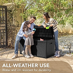 Devoko 100 Gallon Deck Box, Waterproof Outdoor Storage Box with Cushion (Black)