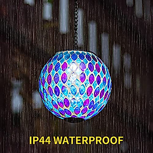 VCUTEKA Hanging Solar Lanterns Mosaic Solar Lights with Hook Up, Outdoor Solar Garden Lights Decor for Yard Tree Fence Patio