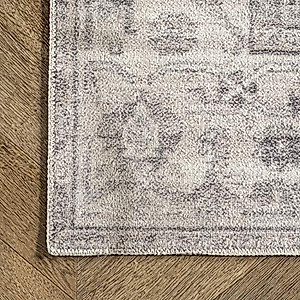 nuLOOM Brielle Machine Washable Vintage Medallion Area Rug, 5' x 8', Grey