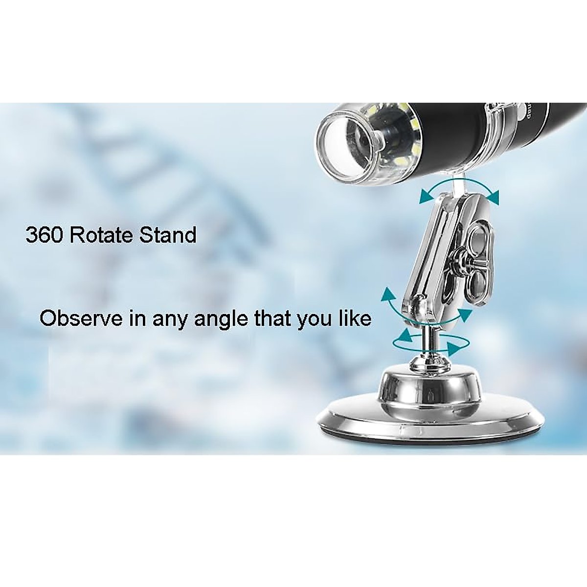 Handheld Digital Microscope Wireless Portable for Kids Adults 50x-1000x Magnification with 360 Rotate Stand Compatible with iOS/Android iPhone, iPad