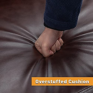 ANJ Oversized Recliners 34'' Extra Wide Recliner Chair Big Man Recliner Large Faux Leather 2-Seater Recliners Roomy Manual Reclining Chairs for Living Room, Perfect for Pups to Sit Together, Brown