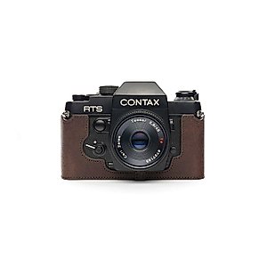 TP Original Handmade Genuine Real Leather Half Camera Case Bag Cover for Contax RTS RTS II RTS2 Coffee color