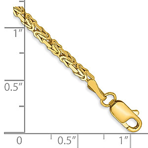 Avariah Solid 14K Yellow Gold 7 inch 2mm Byzantine with Lobster Lock Bracelet - 7"