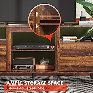 WLIVE TV Stand for 65 Inch TV, 58 inch Entertainment Center with 2 Storage Cabinets, Media Console for Living Room, Bedroom and Office, Retro Brown