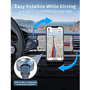 Hinyx MagSafe Car Mount-Strongest Magnet Power, Magnetic Phone Holder for Car Easily Install Air Vent Phone Mount for iPhone 15/14/13/12 Pro Max Mini Plus MagSafe Case & All Phones, with Metal Ring