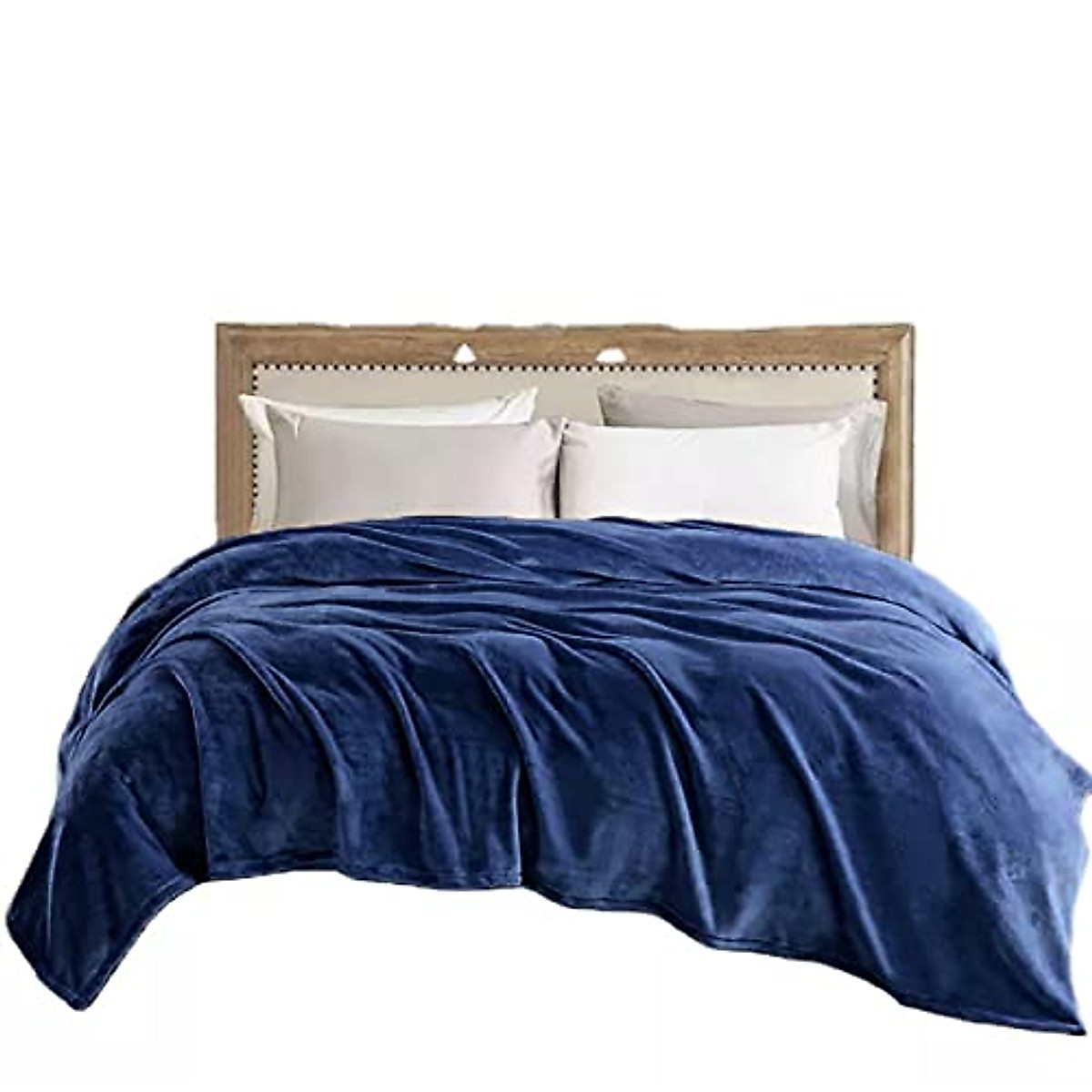 Home Must Haves Ultra Soft Lightweight Fleece Microfiber Full Size Warm Cozy Plush Premium Bed Throw Blanket, Navy Flannel