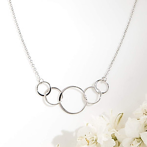 Dear Ava 50th Birthday Gift Necklace: Birthday Gift, Jewlery Gift For Her, 5 Asymmetrical Circles (silver-plated-brass, NA)