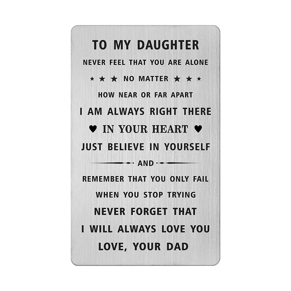 Daughter Birthday Card Gifts - I Love You Daughter from Dad - Daughter Birthday Wedding Engraved Wallet Card Gifts for Girl