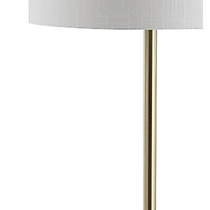 JONATHAN Y JYL3056A Luce 59" Metal/Wood LED Floor Lamp with Table Contemporary,Transitional for Bedrooms, Living Room, Office, Reading, Black/Brass