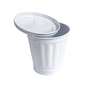 AITING Mini Trash can & Iron Garbage can Pencil Cup Holder 2pcs (White)