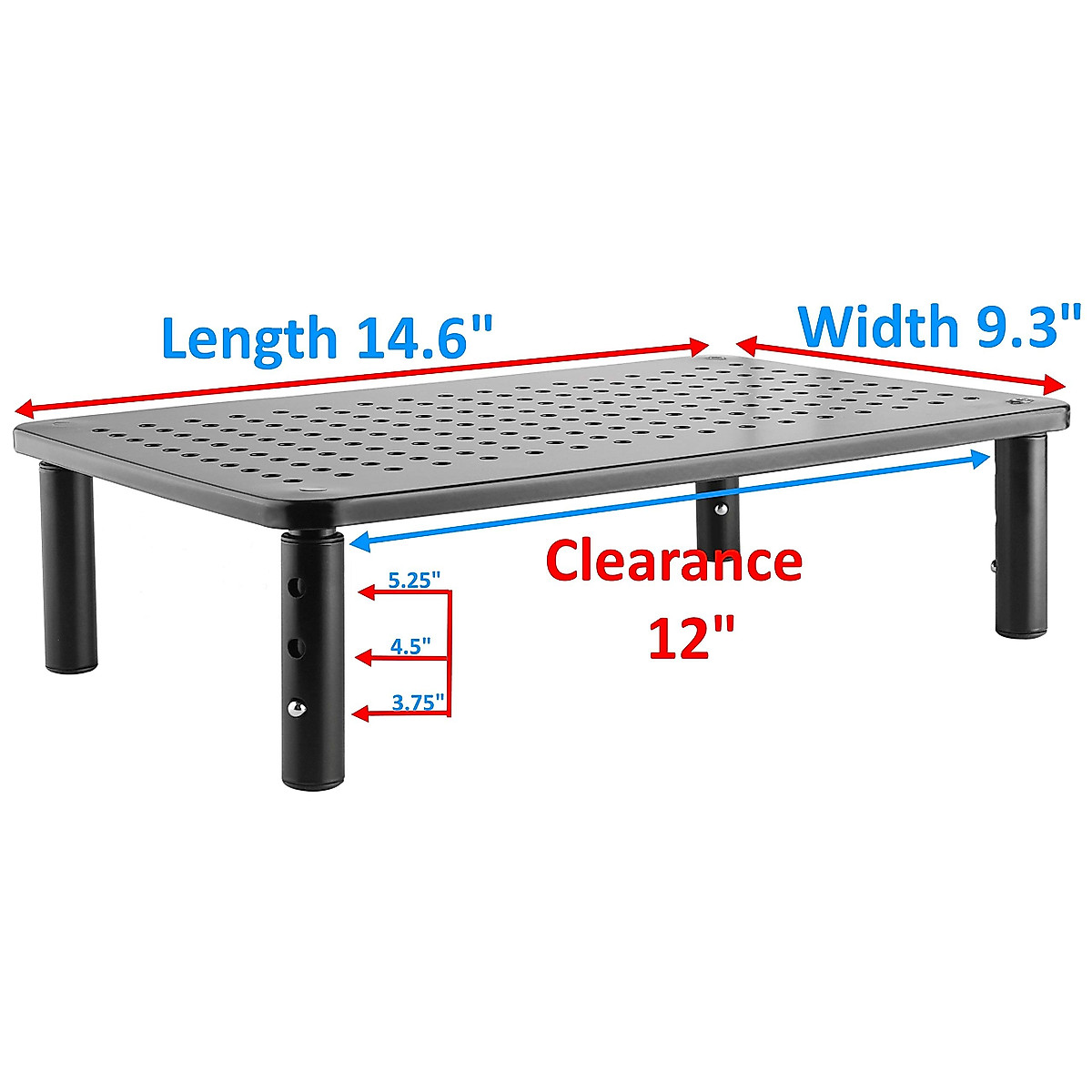 3-Pack Premium PC Monitor & Laptop Stand with Sturdy, Stable Black Metal Construction. Fashionable Riser is Height Adjustable with Non-Skid Rubber. Perfect for Computer Monitor, iMac or printer Shelf