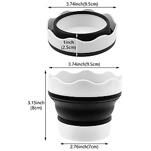 Aswewamt 3 Pcs Collapsible Paint Brush Washer Silicone Portable Painting Water Cup Mini Foldable Washing Bucket Brush Holder Organizer Cleaner for Watercolor Oil Painting (Black+Purple+Green)