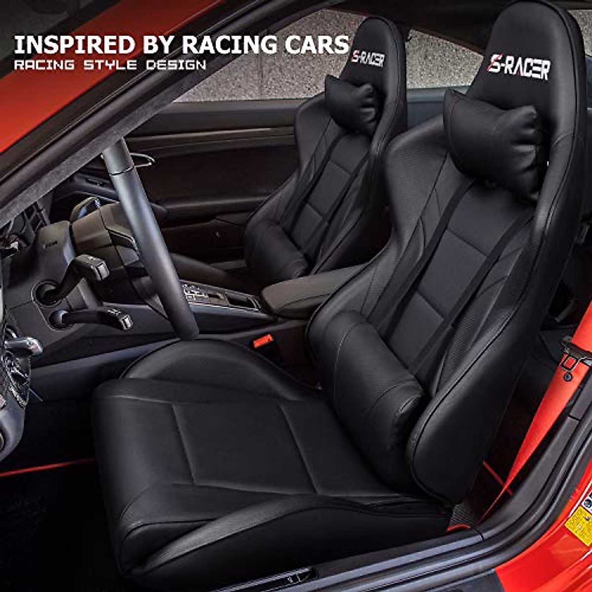 Homall Gaming Chair Computer Office High Back Leather Gamer Desk Chair Ergonomic Adjustable Swivel Racing Chair with Headrest and Lumbar Support (Black)