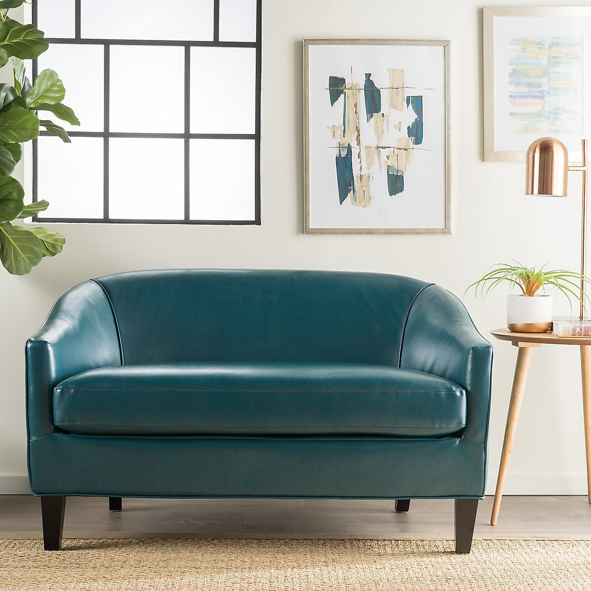 Christopher Knight Home Justine Leather Loveseat, Teal
