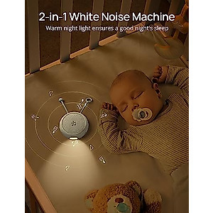 JolyWell White Noise Machine - Portable Sound Machine for Baby & Adult, Baby Sound Machine with Night Light, Powerful Battery, 20 Soothing Sounds, Noise Canceling for Sleeping, Travel & Office, White