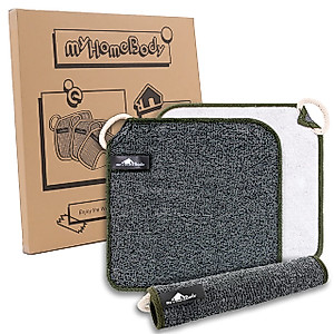 myHomeBody Dual-Textured Exfoliating Washcloth with Soft and Scrubbing Side, Body Exfoliation Luffa Wash Clothes for Bath, Shower, Durable 3 Layer Construction, Gray, 3 Pack