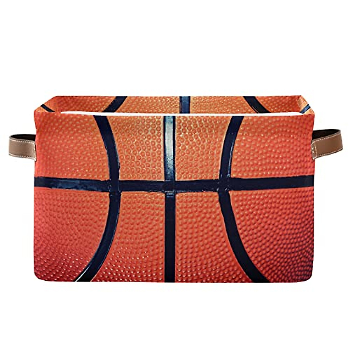 Sport Basketball Storage Bin Canvas Toys Storage Basket Bin Large Storage Cube Box Collapsible with Handles for Home Office Bedroom Closet Shelves，2 pcs