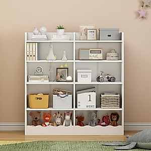 XINRONG Kids Bookshelf and Toy Storage - Classroom Toy Storage Organizer with 10 Cube, Kids Bookshelf Bookcase for Living Room, Classroom, Playroom, Reading Nook, Nursery, White