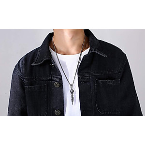 AIKESIWAI Evil warding off pendant Titanium steel pendant, Necklace for men,Falling magic pestle pendant, sacred object for warding off evil spirits (Silver)