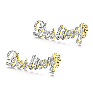 Jewenova 925 Sterling Silver Stud Earrings Personalized for Women Custom Name Earring Studs Customize Earrings Jewelry for Mother' Day Gold Customized Made Earrings for Women Jewelry