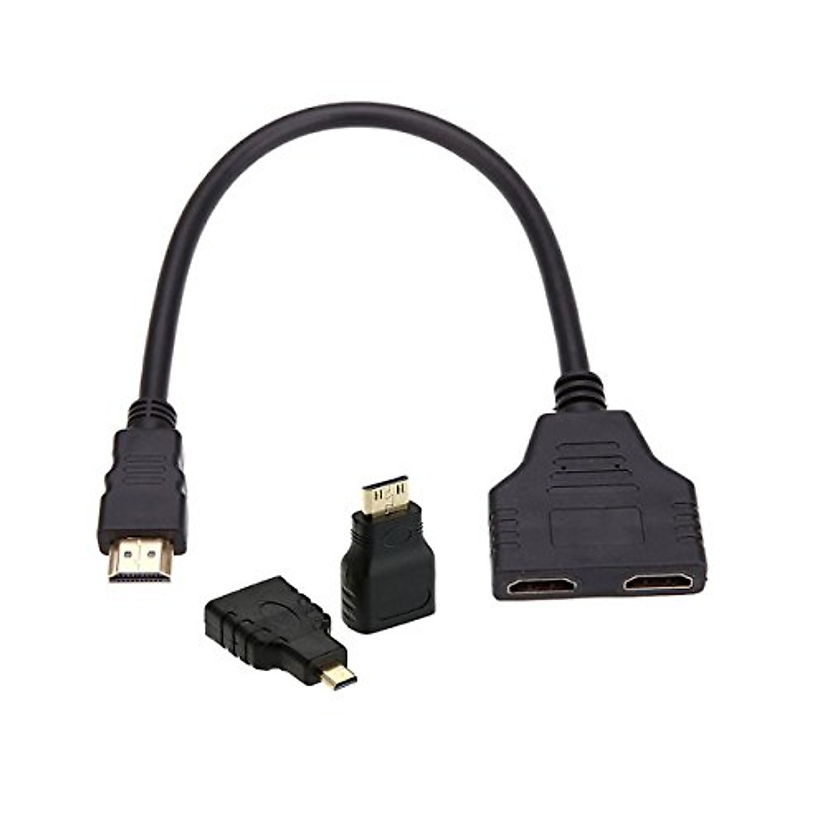 chenyang CY HDMI to Dual HDMI Female Y Splitter Switch Extension Adapter Cable with Micro & Mini HDMI Adapter