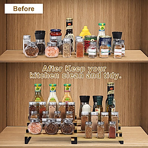 MOOACE 4-Tier Bamboo Spice Rack Organizer for Cabinet, Expandable Spice Rack Shelf Organizer for Kitchen Cabinet Countertop, Set of 2
