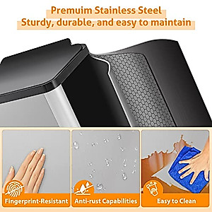 WICHEMI 30L Dual Trash Can, 2 x 4 Gal (2 x 15L) Stainless Steel Kitchen Garbage Can, Step-on Classified Recycle Garbage Bin with Soft-Close Lid & Removable Inner Buckets, Fingerprint-Proof, Airtight