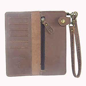 Baseballfan Super Quality New Vintage Cowhide Baseball Glove Leather Wallet with Centre Filed Pattern Wristlet Bag RFID Blocking Wallet in Gift Box for Lady's Gift