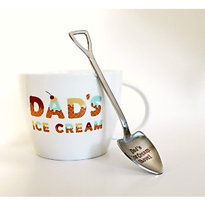 Gifts for Dad –Dad’s Ice Cream Bowl and Engraved Spoon Dad’s Ice Cream Shovel – Ideal Father’s Day Gift, Christmas Gift or Birthday Gift by Josephine on Caffeine (Dad)