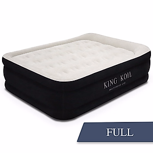 King Koil Luxury Full Size Plush Pillow Top Air Mattress with Built-in High-Speed Pump for Home, Camping & Guests-Inflatable Airbed Double High Blow Up Mattress, Durable, Waterproof - 1-Year Warranty