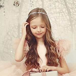 Crystal Leaf Pearl Hair Vine Tiara Headpiece with Flower Headband for Wedding Brides and Women - Silver