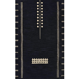 Momeni Simba Wool Hand Tufted Contemporary Indoor Area Rug, Navy, 5' X 8'