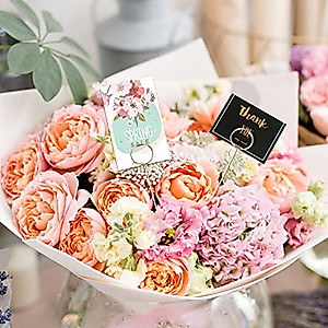 KIMOBER 30PCS Metal Floral Place Card Holder,13.4 Inch Golden Round Flower Picks Photo Memo Clips Gift Card Holder for Flower Arrangements,Wedding and Birthday Party