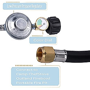 GasSaf 6FT Propane Regulator with Hose, Gas Grill Regulator and Gauge for Most LP Gas Grill, Heater and Fire Pit Table - 3/8 Female Flare Nut