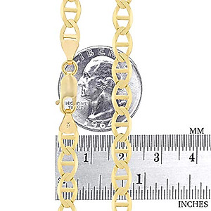 Nuragold 10k Yellow Gold Solid 6mm Anchor Mariner Link Chain Womens Bracelet, Mens Womens Jewelry 7" 7.5" 8" 8.5" 9"