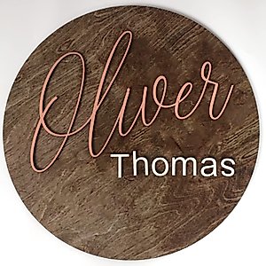 Personalized Wooden Wall Plaque, Custom Round Nursery Name Sign, 8" 12" 18" 20" 24" 30" 3D Wall Art for Children & Kids Rooms, Baby Shower, Wood Family Name Sign Home & Bedroom Decor
