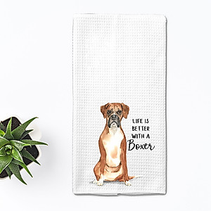 Watercolor Life is Better with a Boxer Microfiber Kitchen Tea Bar Towel Gift for Animal Dog Lover